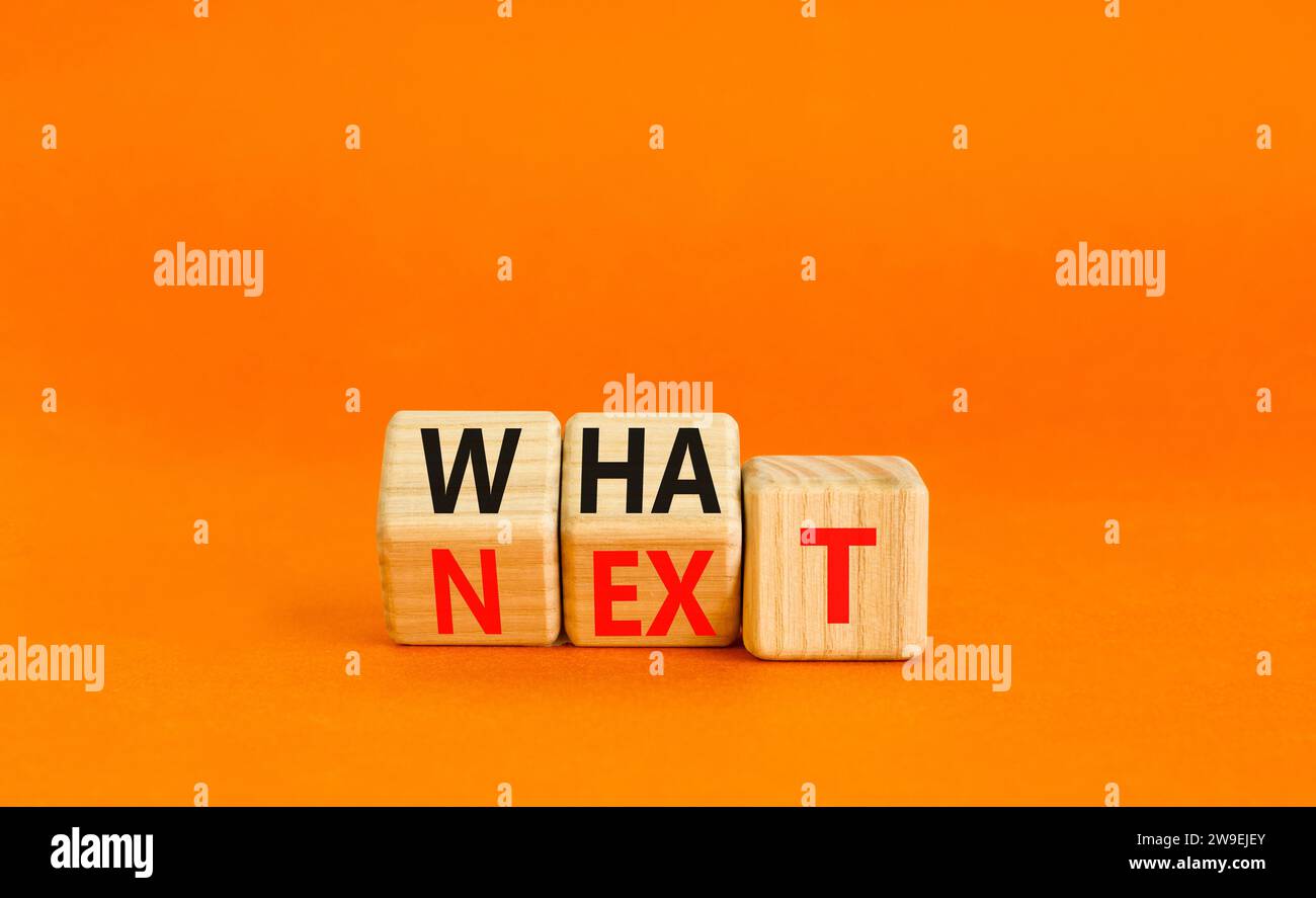 What next symbol. Concept words What next on wooden blocks. Changed ...