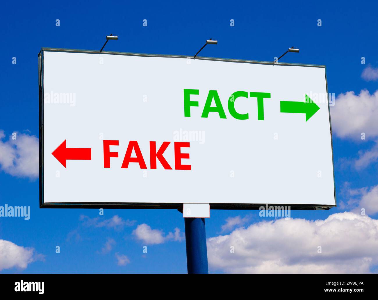Fact or fake symbol. Concept word Fake and Fact on beautiful billboard ...