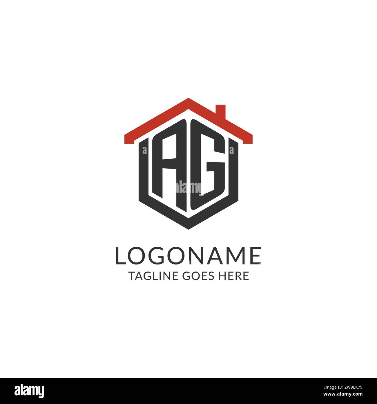 Initial logo AG monogram with home roof hexagon shape design, simple and minimal real estate ...