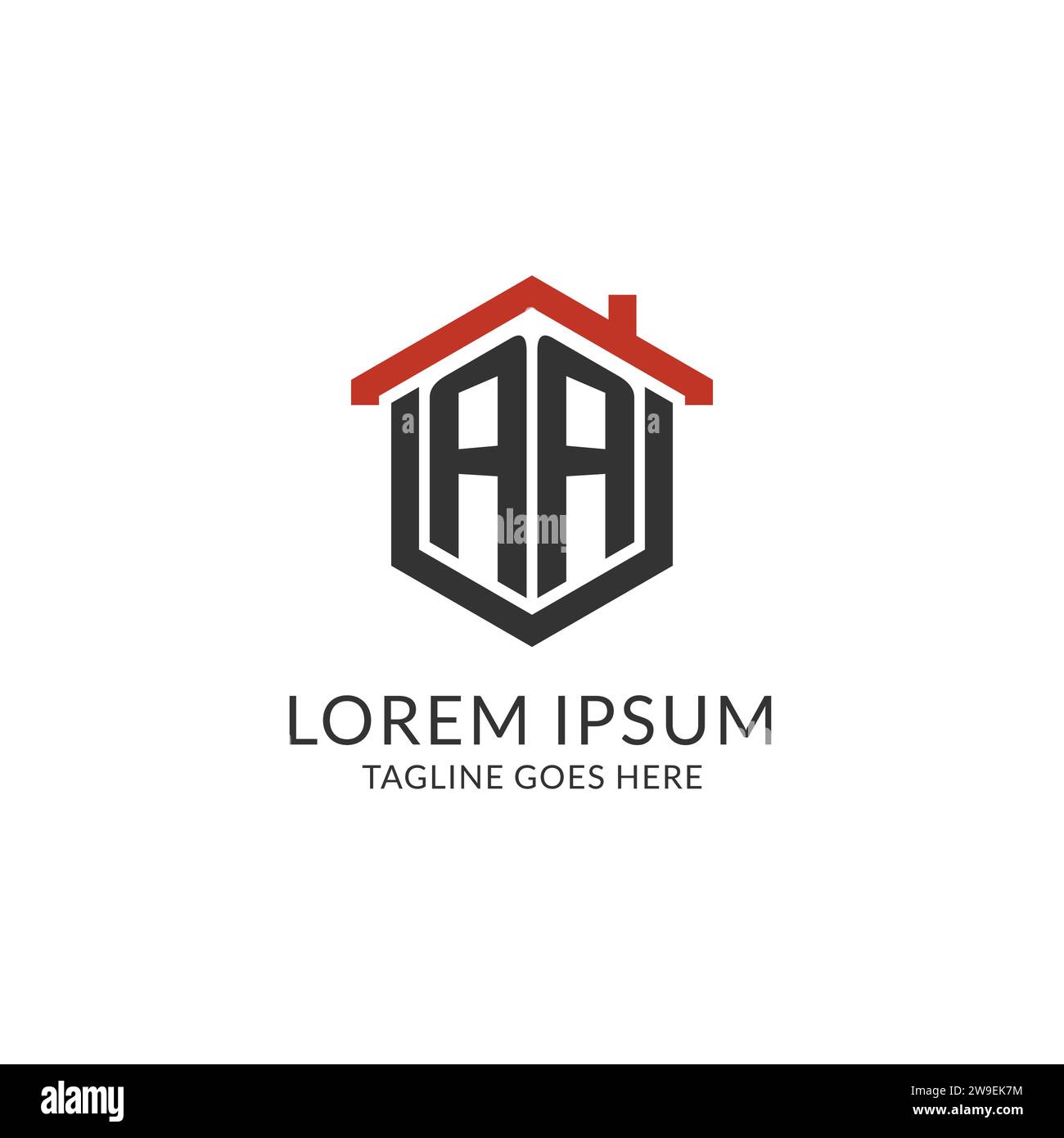 Initial logo AA monogram with home roof hexagon shape design, simple ...