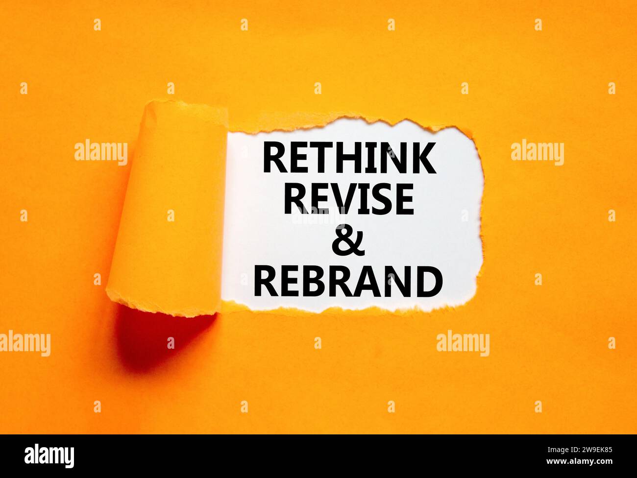 Rethink revise rebrand symbol. Concept word Rethink Revise and Rebrand on beautiful paper ...