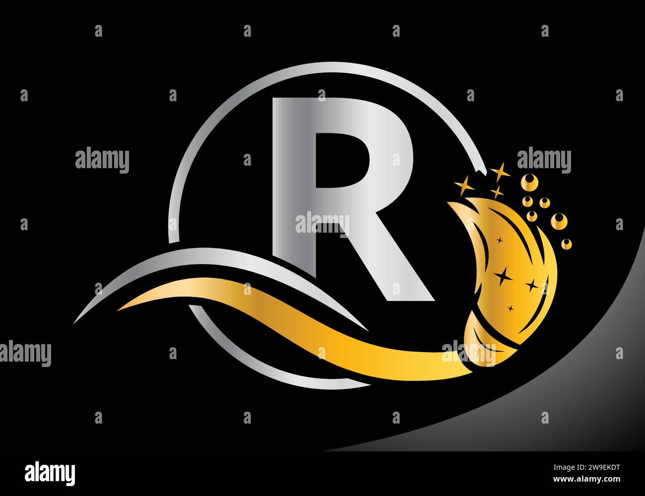 Letter R Cleaning logo, Cleaning brush logo Design Vector Template ...