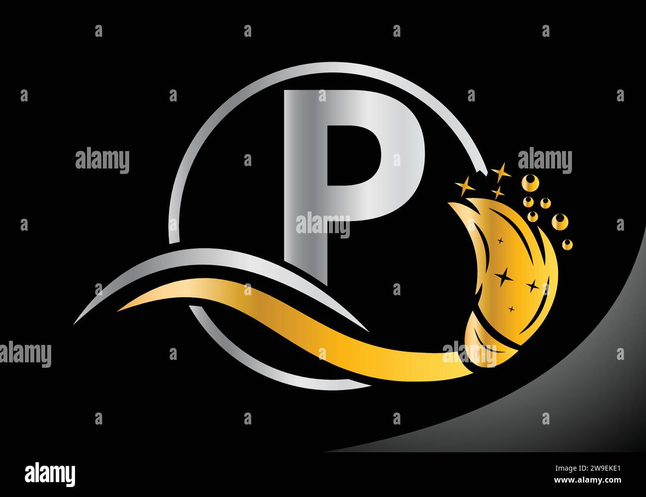 Letter P Cleaning logo, Cleaning brush logo Design Vector Template ...
