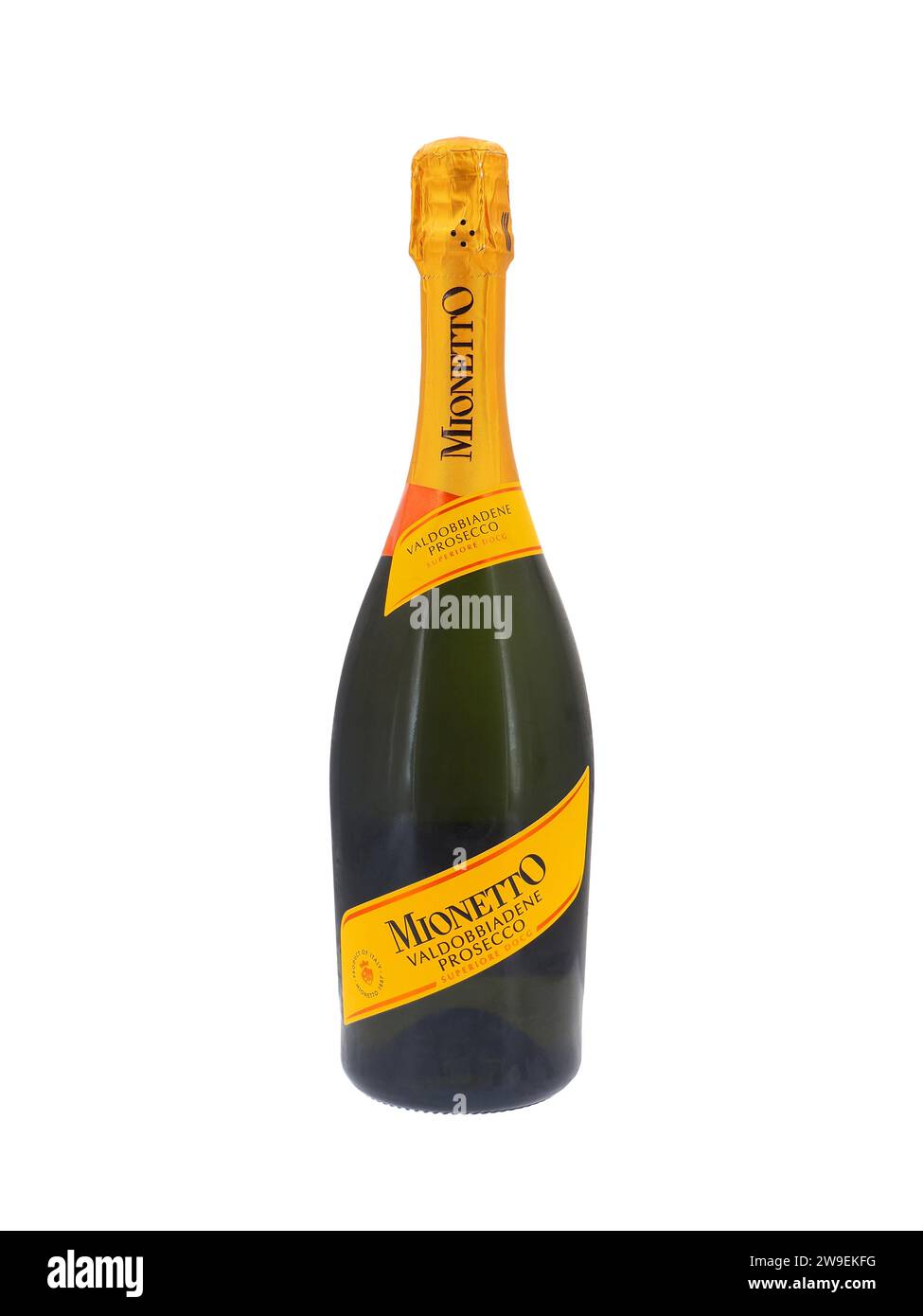 ROME, ITALY - JANUARY 3, 2024. Bottle of Mionetto Prosecco isolated on ...