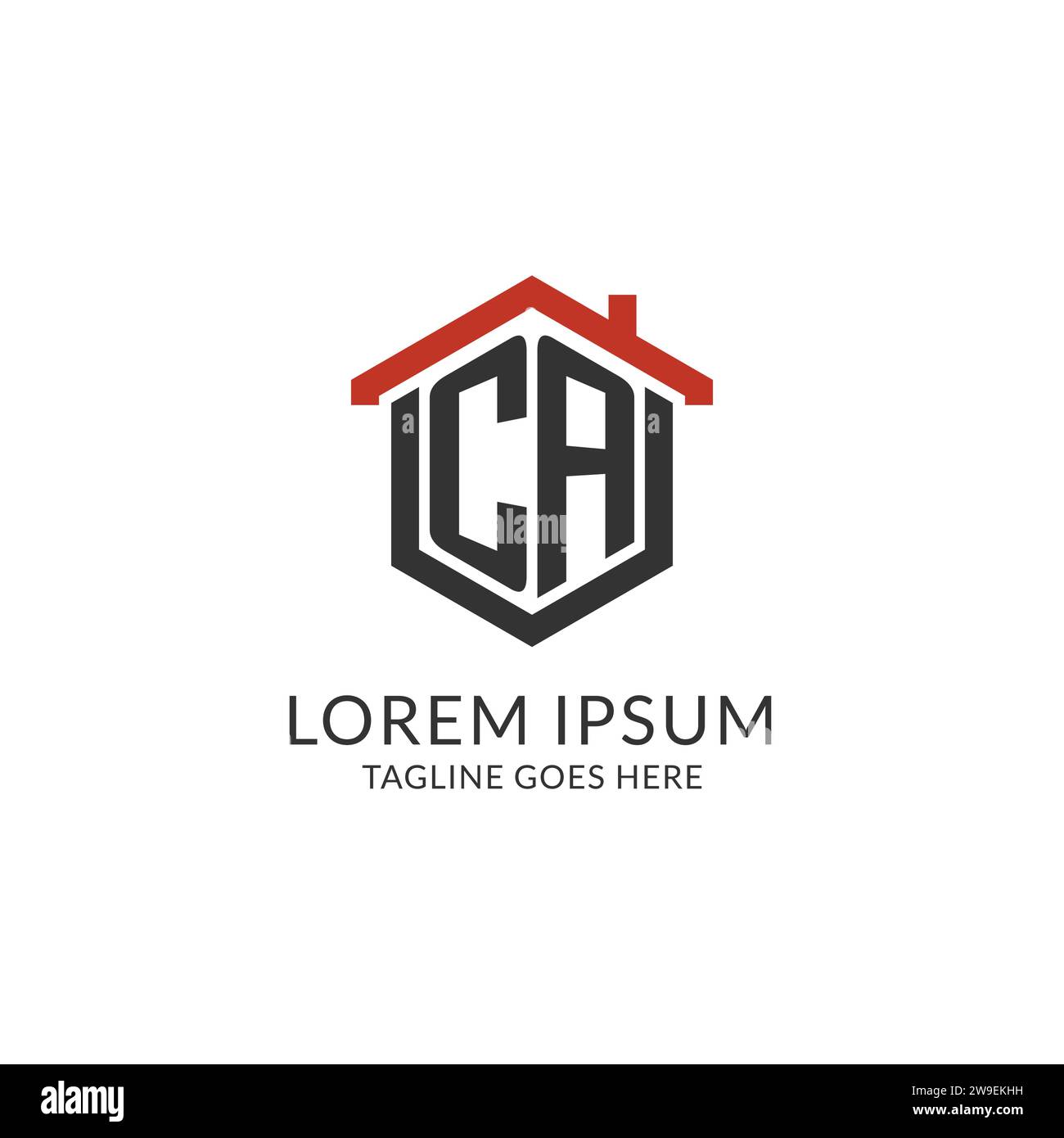 Initial logo CA monogram with home roof hexagon shape design, simple ...