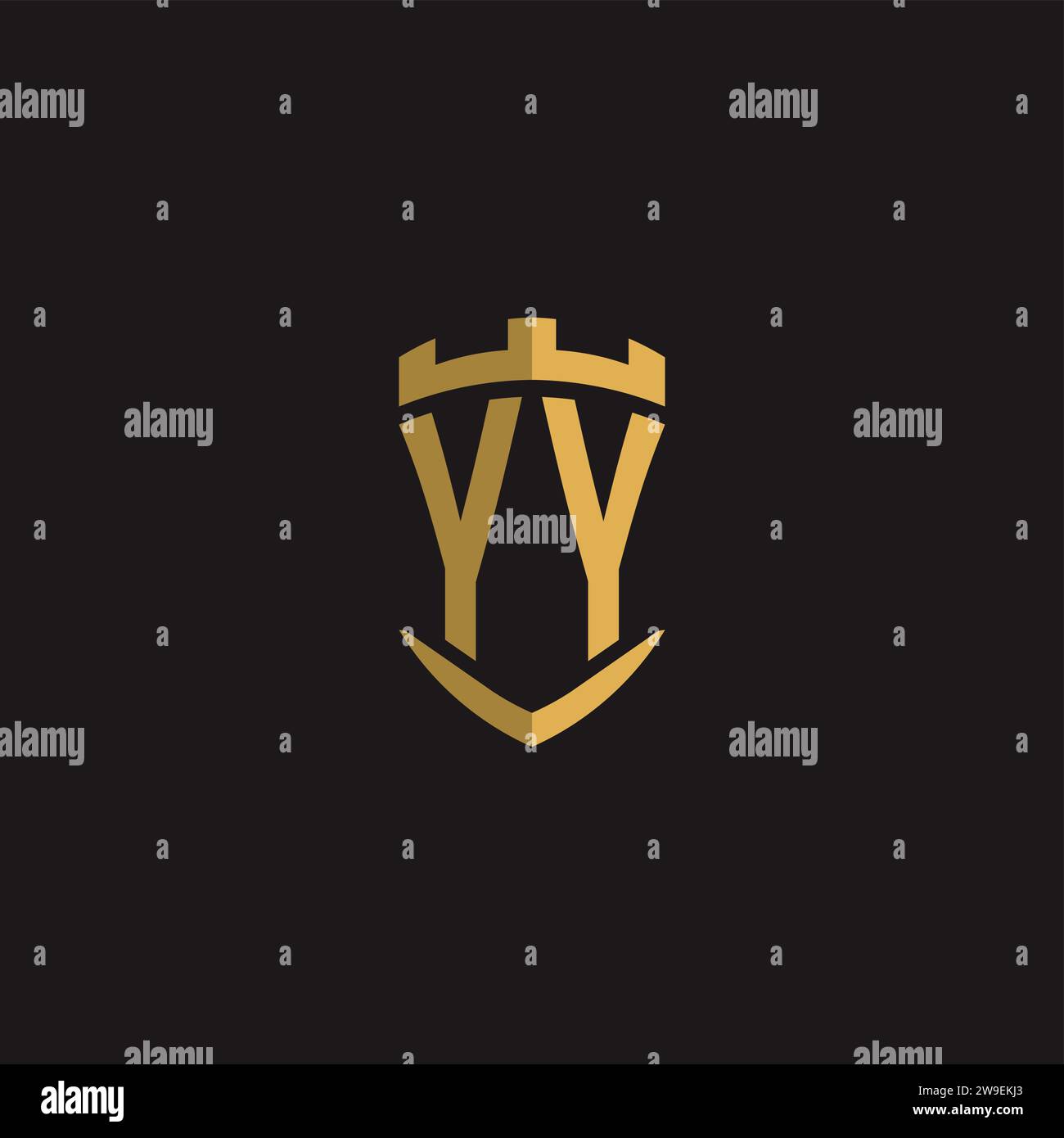 Initials YY logo monogram with shield style design vector graphic Stock ...