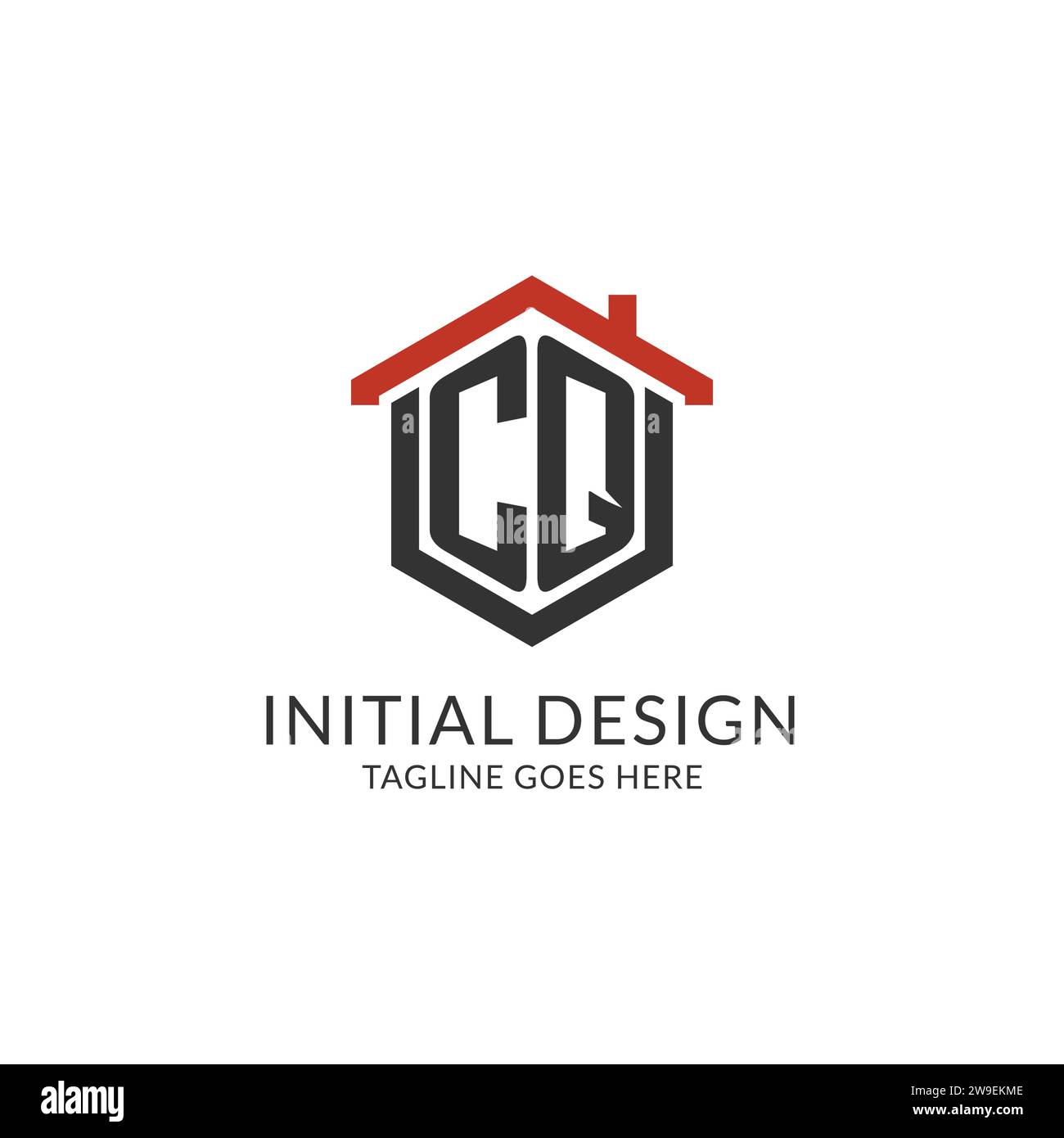 Initial logo CQ monogram with home roof hexagon shape design, simple and minimal real estate ...