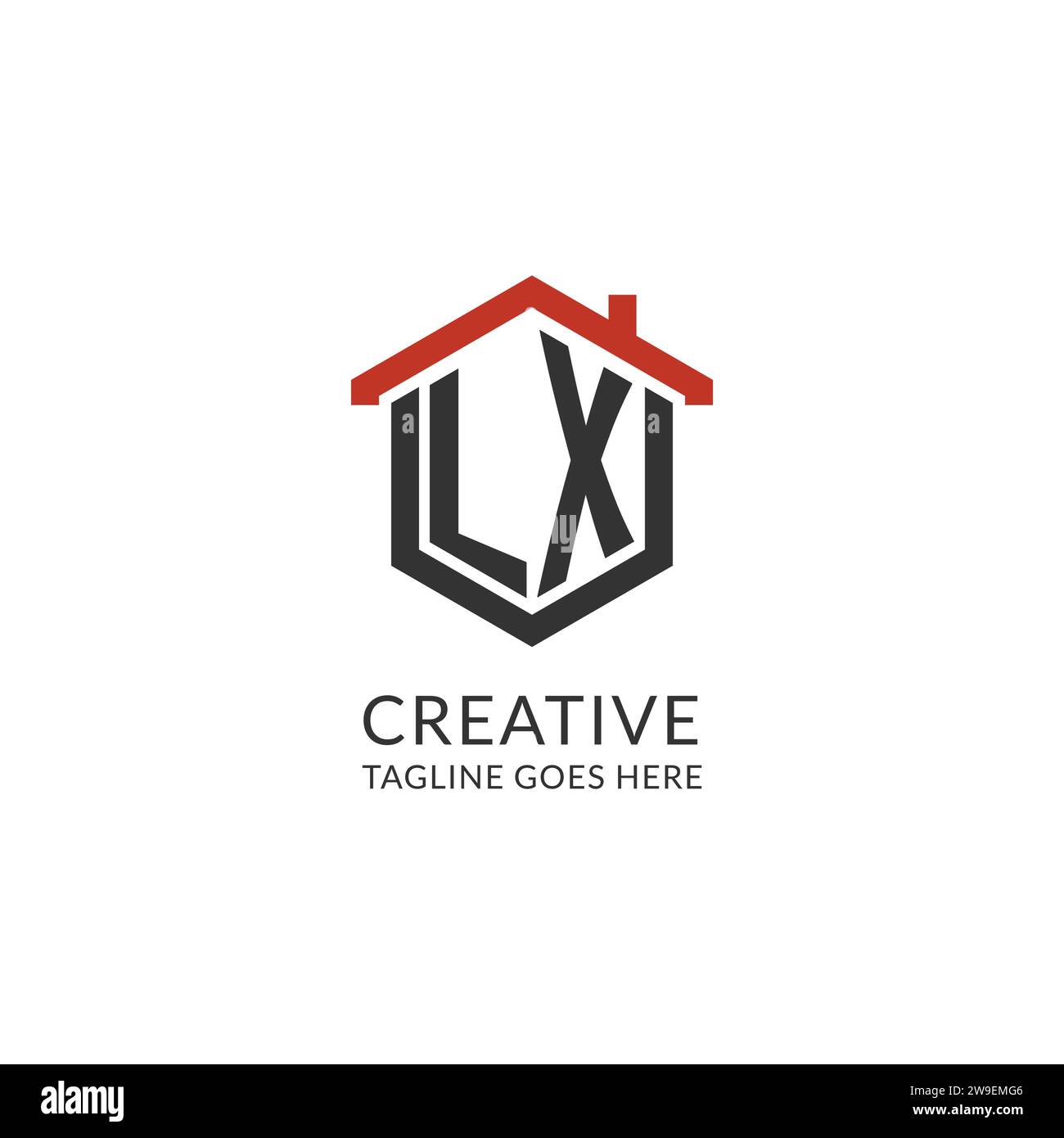 Initial logo LX monogram with home roof hexagon shape design, simple and minimal real estate ...