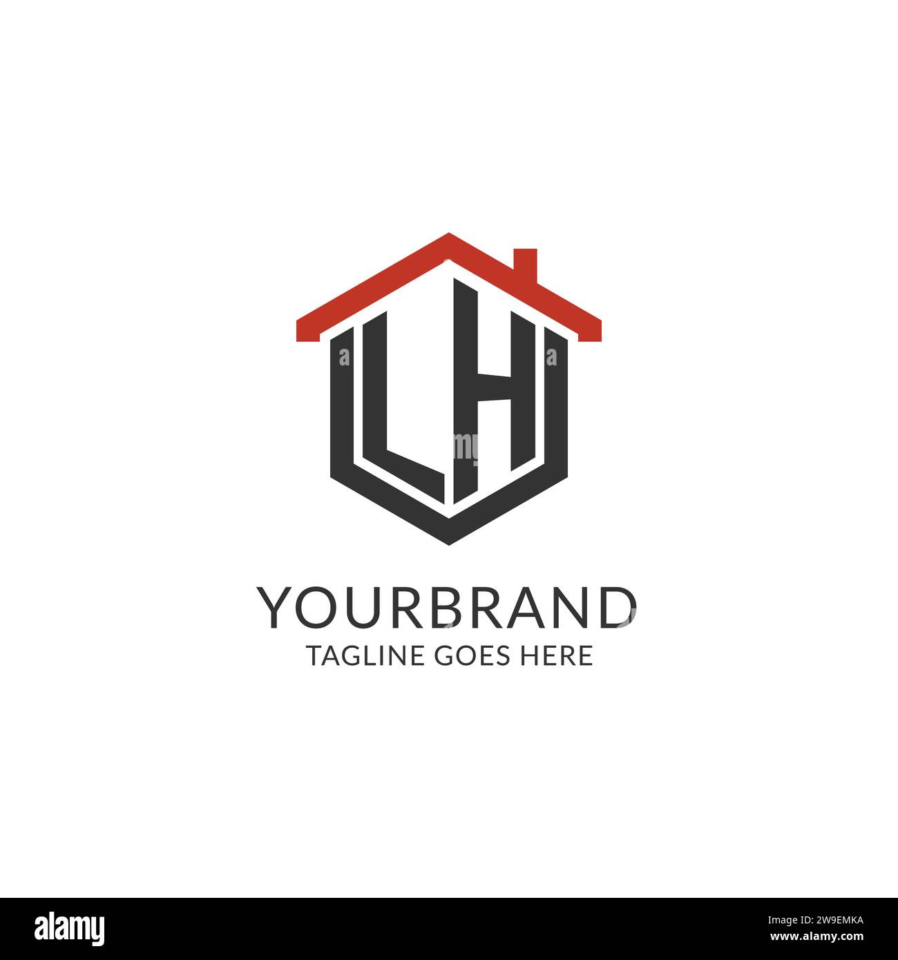 Initial logo LH monogram with home roof hexagon shape design, simple ...