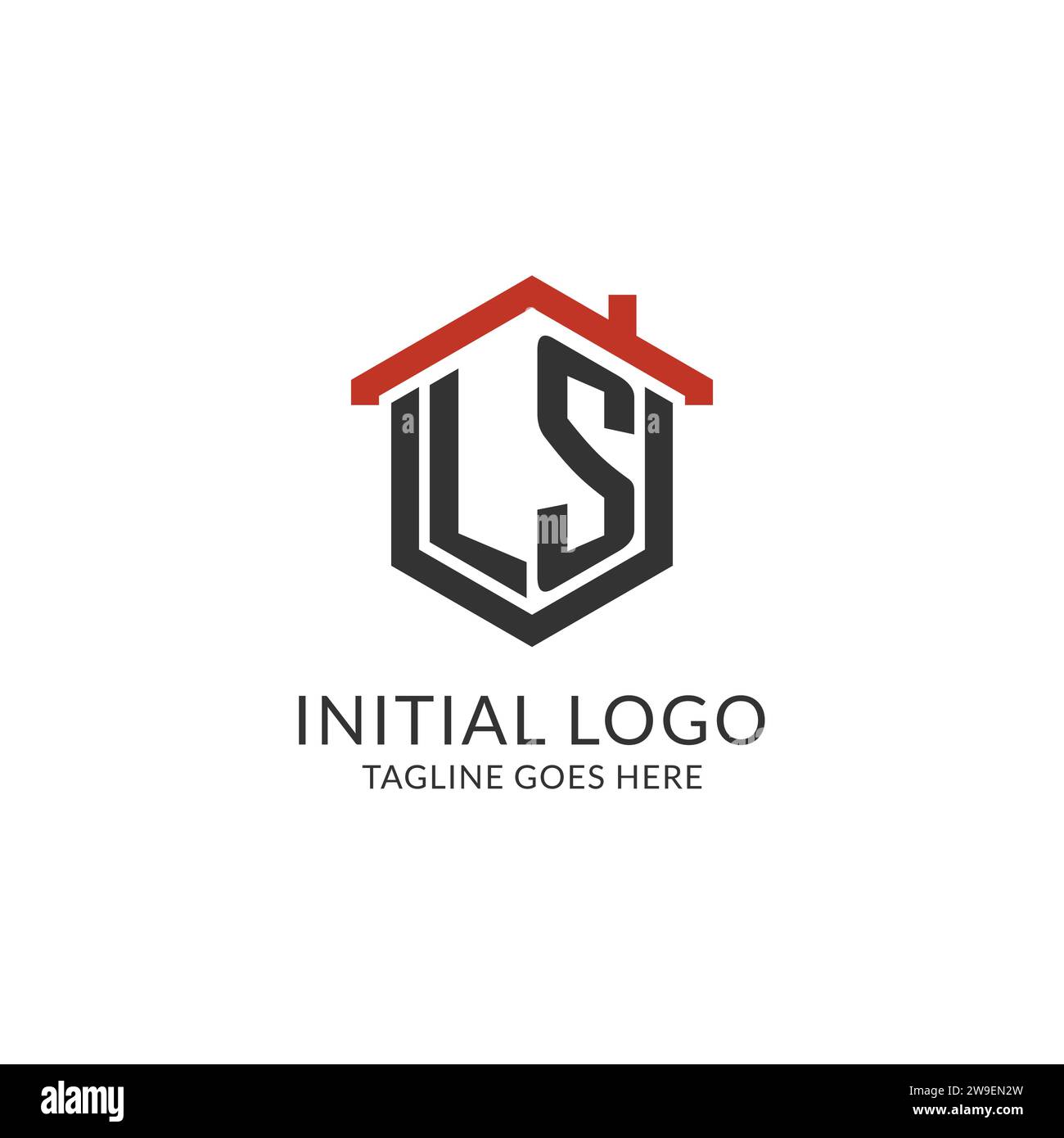 Initial logo LS monogram with home roof hexagon shape design, simple and minimal real estate ...