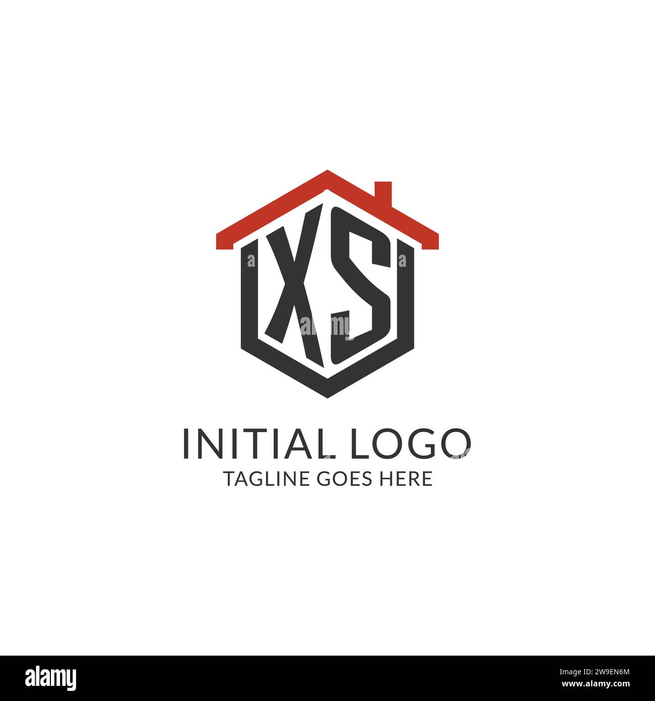 Initial logo XS monogram with home roof hexagon shape design, simple and minimal real estate ...