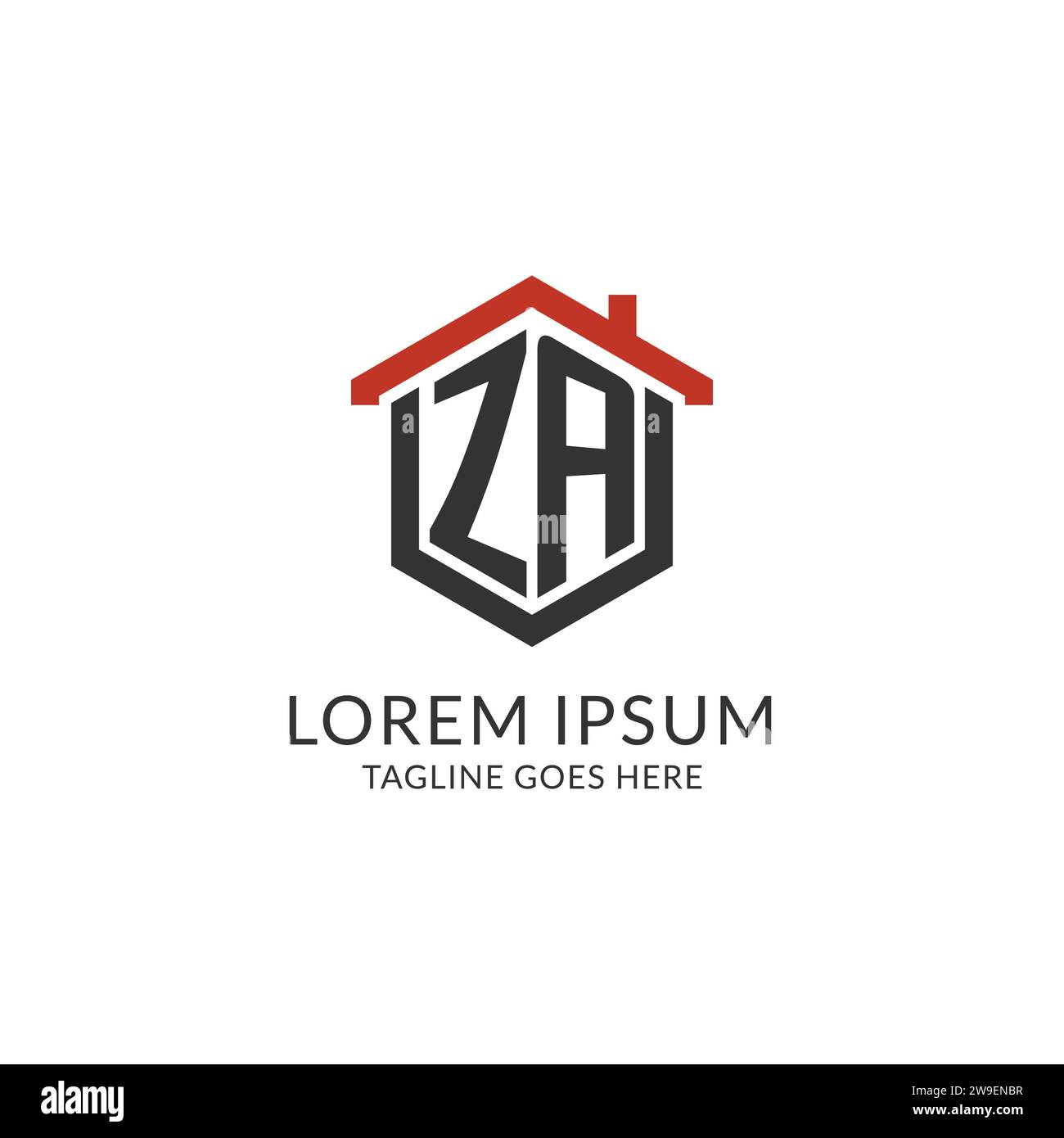 Initial logo ZA monogram with home roof hexagon shape design, simple ...