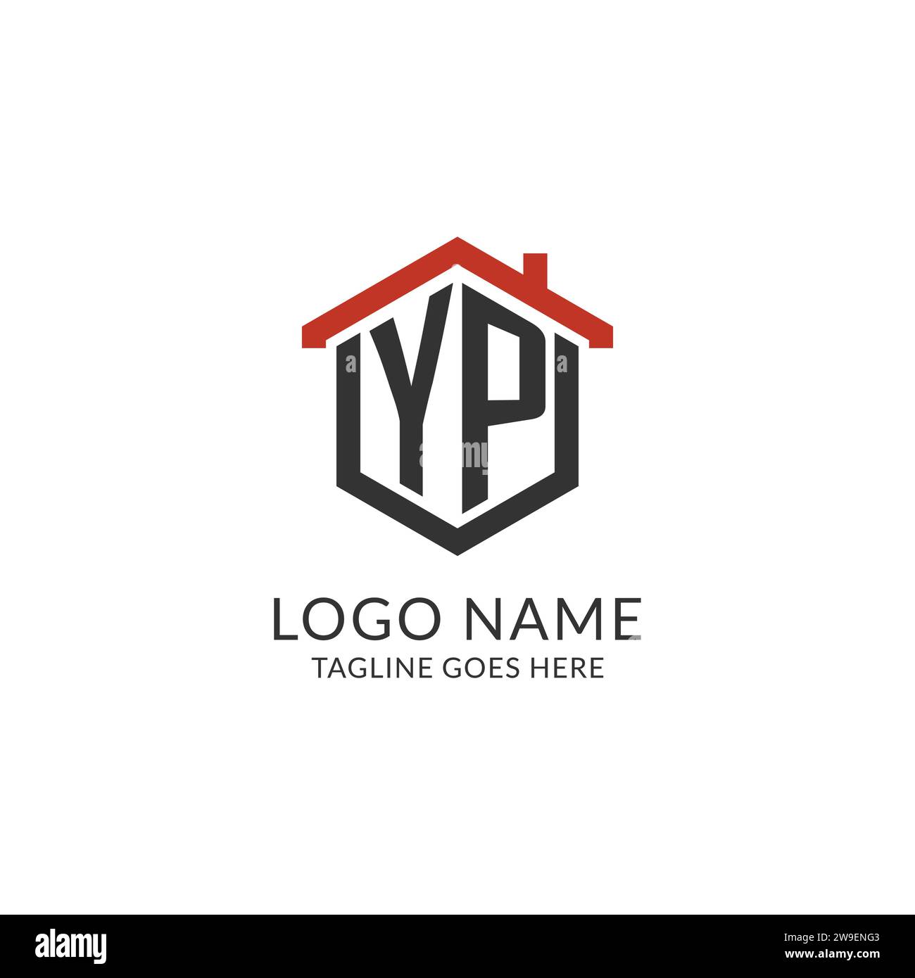 Initial logo YP monogram with home roof hexagon shape design, simple ...