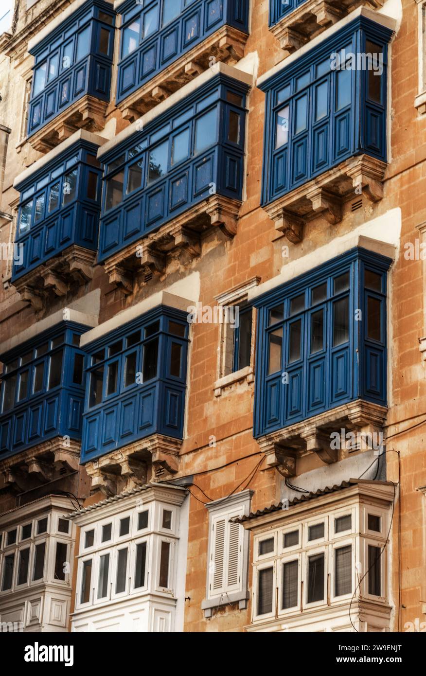 Valletta, Malta - 23 December, 2023: view of the typical colourful ...