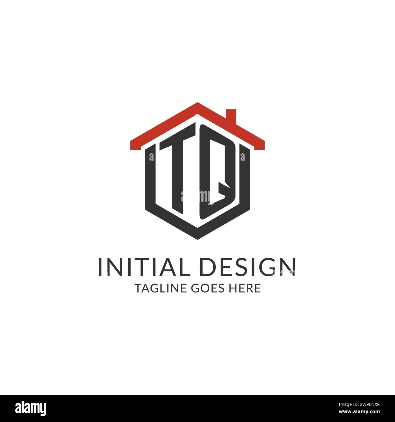 Initial logo TQ monogram with home roof hexagon shape design, simple ...
