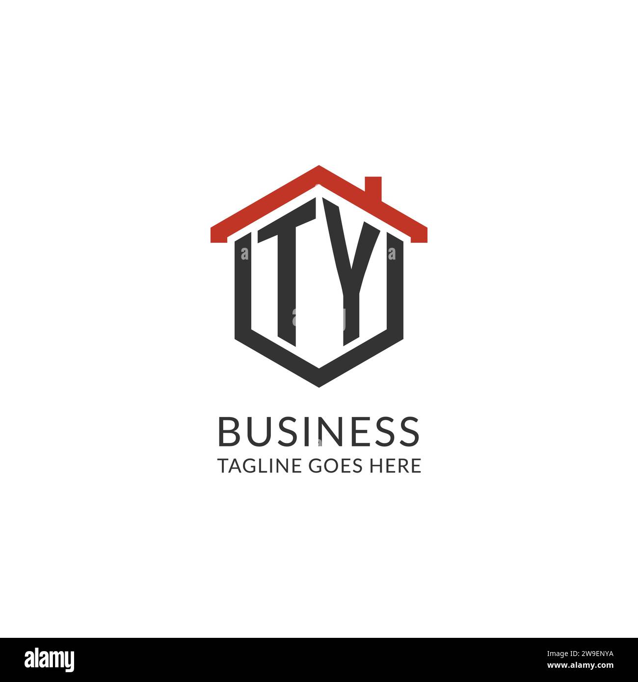 Initial logo TY monogram with home roof hexagon shape design, simple ...