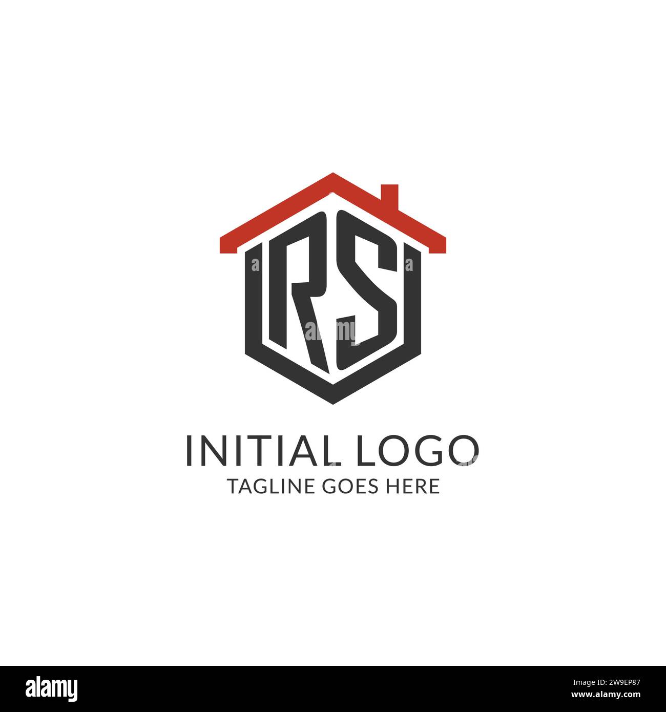 Initial logo RS monogram with home roof hexagon shape design, simple ...