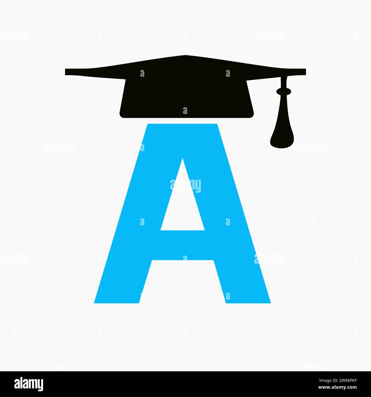 Education Logo On Letter A With Graduation Hat Icon. Study Symbol Stock ...