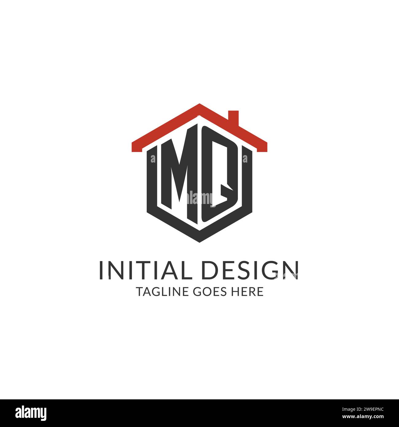 Initial logo MQ monogram with home roof hexagon shape design, simple ...