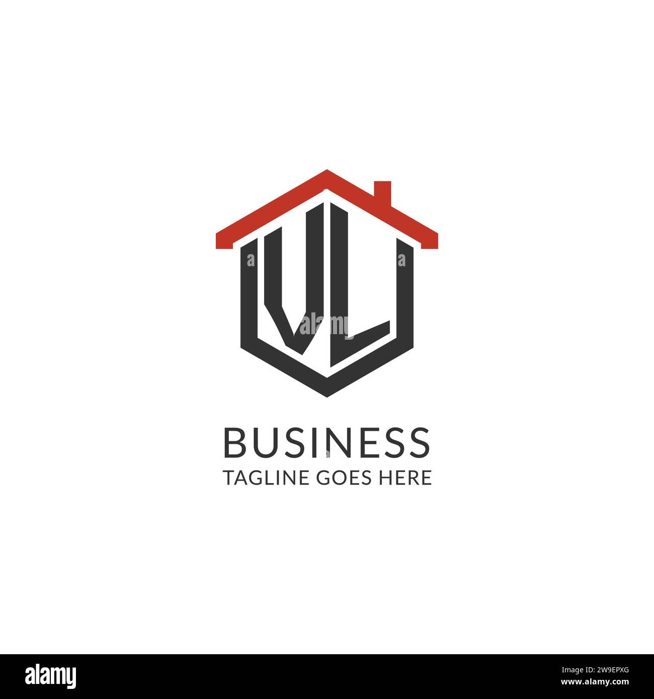 Initial logo VL monogram with home roof hexagon shape design, simple ...