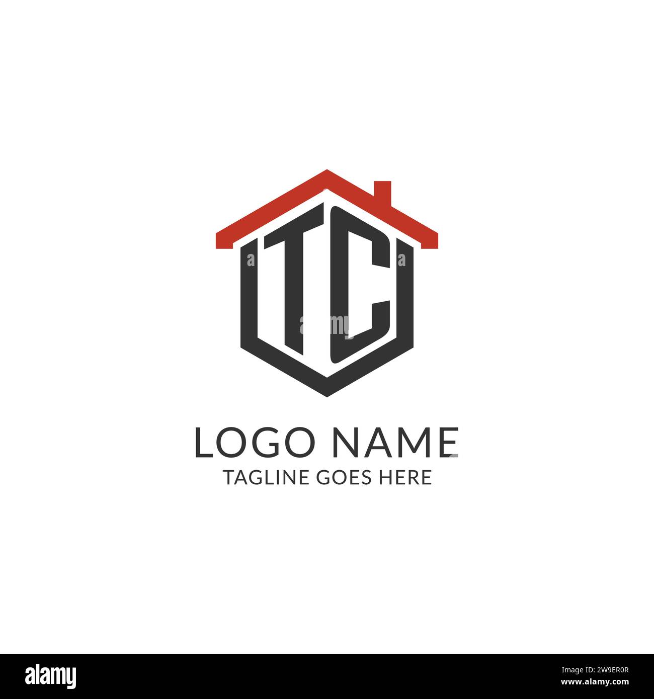 Initial logo TC monogram with home roof hexagon shape design, simple ...
