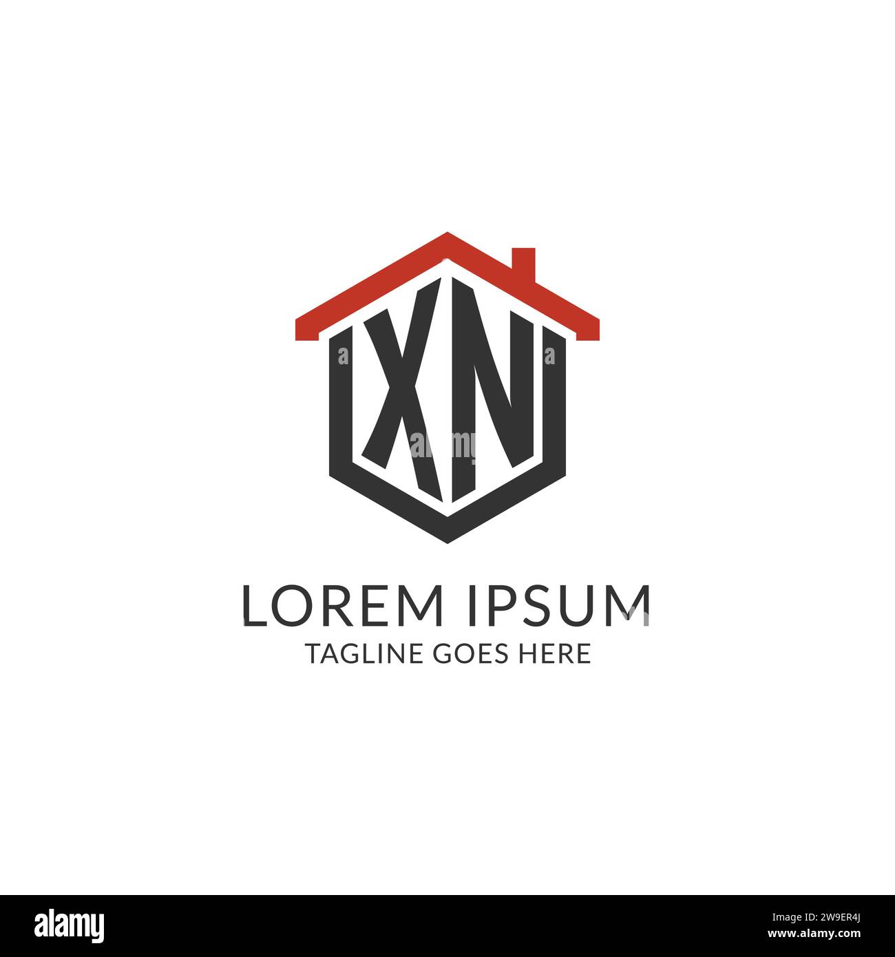 Initial logo XN monogram with home roof hexagon shape design, simple and minimal real estate ...