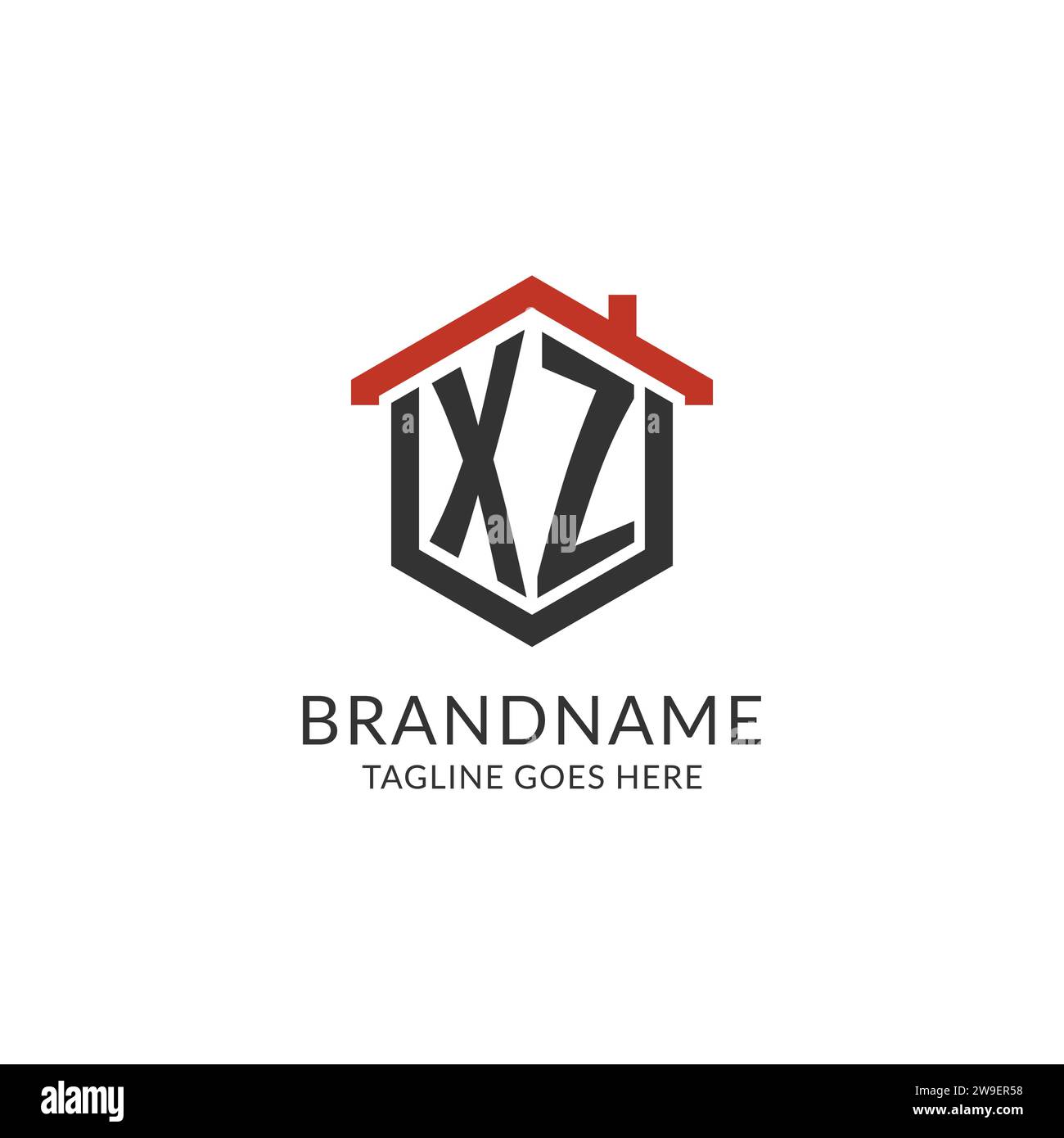 Initial logo XZ monogram with home roof hexagon shape design, simple and minimal real estate ...