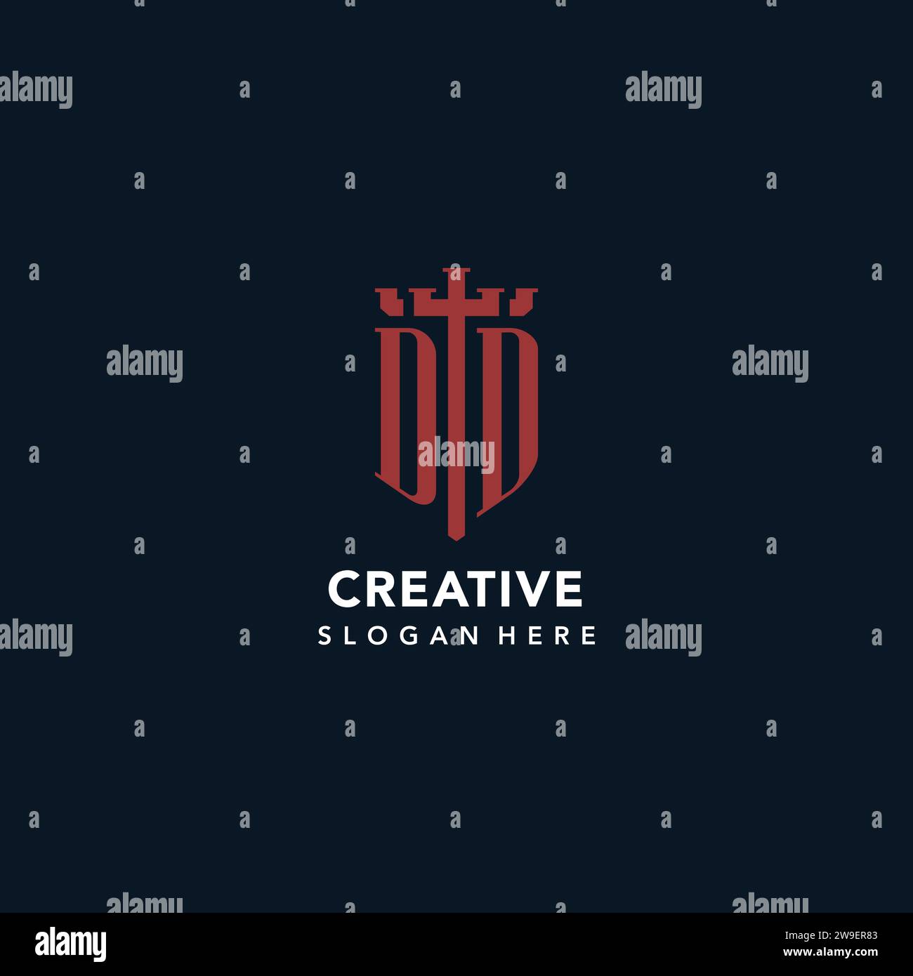 DD initial monogram logos with sword and shield shape design ideas ...