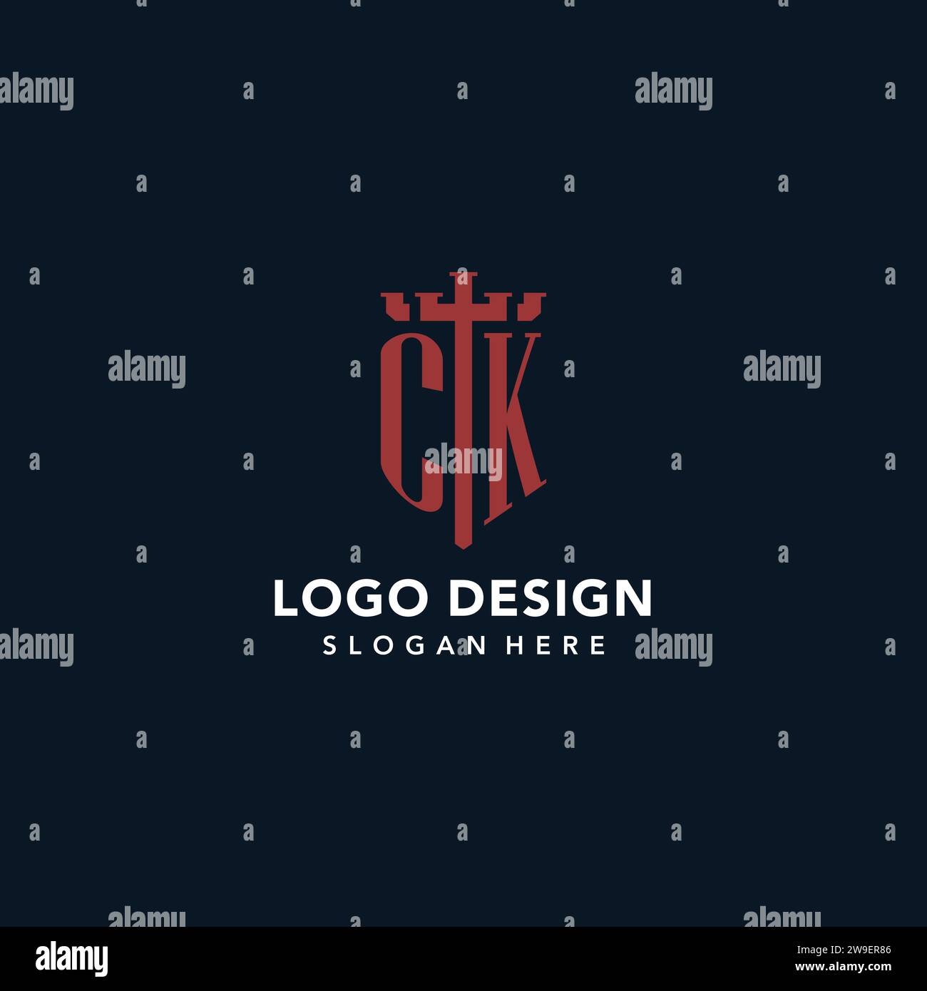 CK initial monogram logos with sword and shield shape design ideas ...