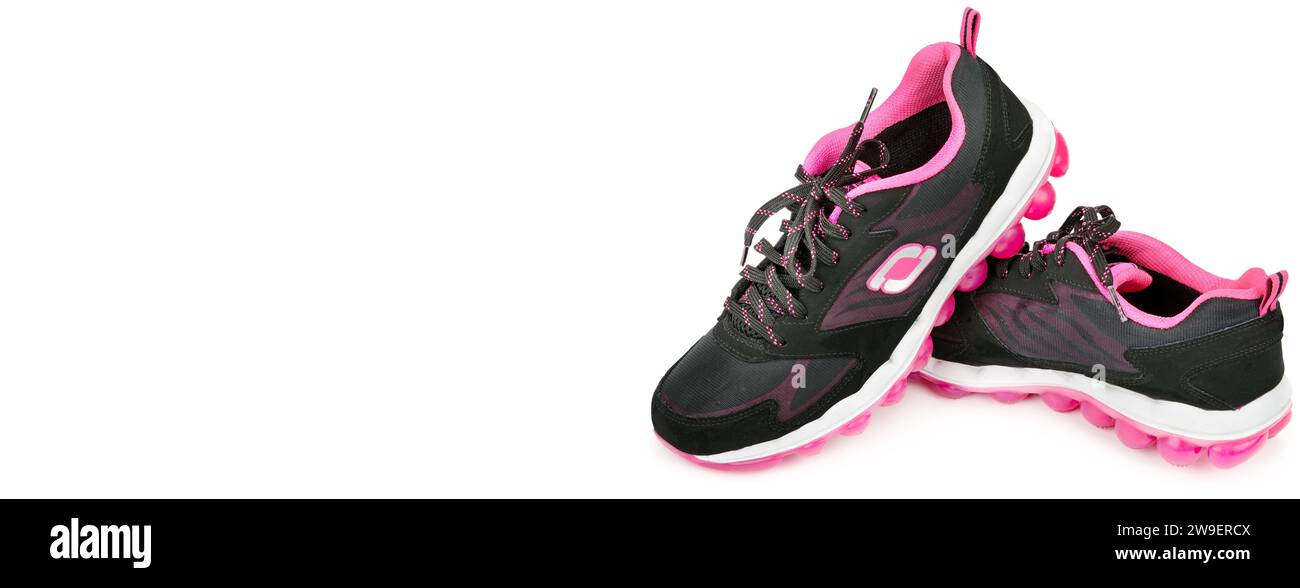 Sport sneakers isolated on white background. Free space for text. Wide ...