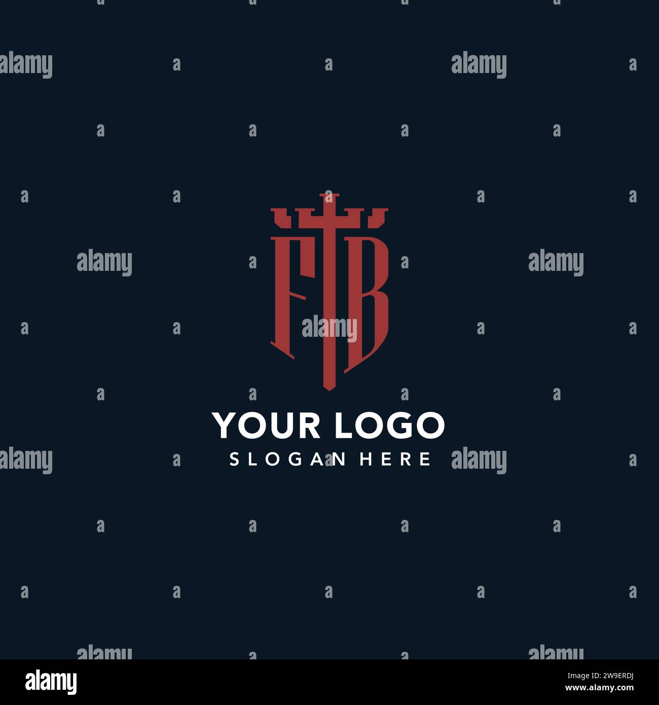 FB initial monogram logos with sword and shield shape design ideas Stock Vector Image & Art - Alamy