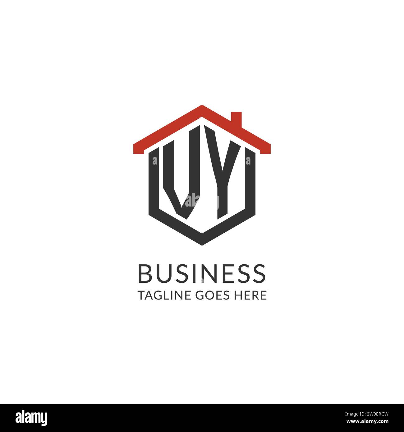 Initial logo VY monogram with home roof hexagon shape design, simple ...