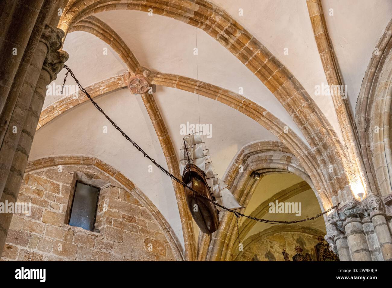 Laredo, Spain. Boat and chains of the boat bridge in Seville during ...