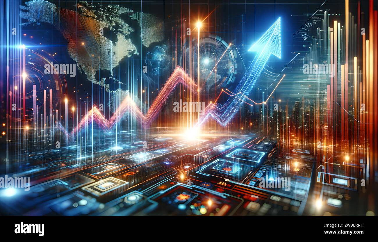 Vibrant depiction of a company's digital evolution, illuminated with ...