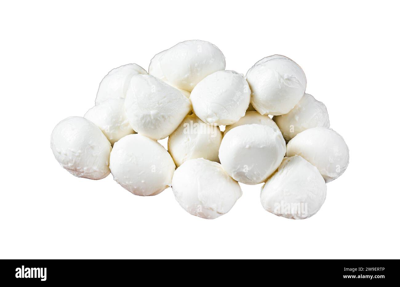 Buffalo mozzarella cheese mini balls Isolated on white background, top ...
