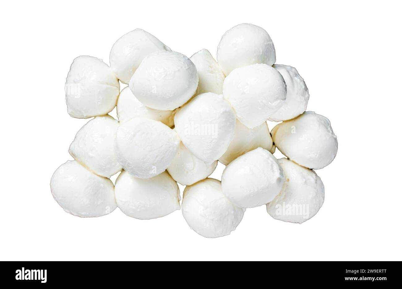 Buffalo mozzarella cheese mini balls Isolated on white background, top ...