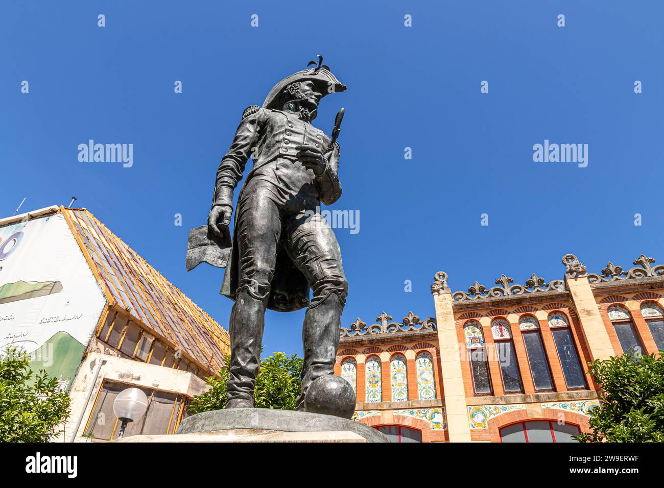 Laredo, Spain. Monument to Diego del Barco y de la Cendeja, artillery ...