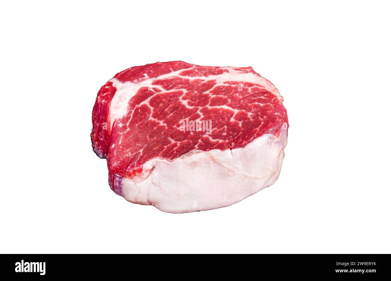 Prime Raw Fillet Mignon tenderloin steaks with thyme. Isolated on white ...