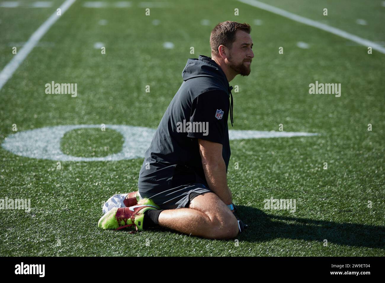 Carolina Panthers wide receiver Adam Thielen (19) stretches prior to an ...