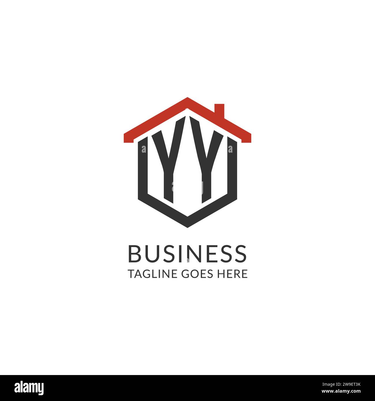 Initial logo YY monogram with home roof hexagon shape design, simple ...