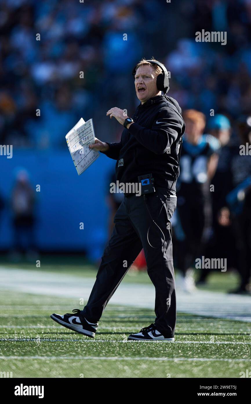 Carolina Panthers interim head coach Chris Tabor reacts to a play ...