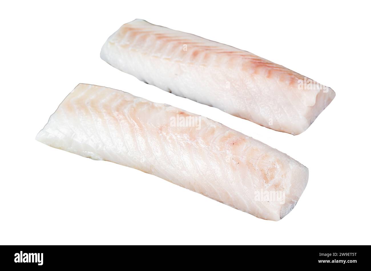Raw cod loin fillet fish Isolated on white background, top view Stock ...