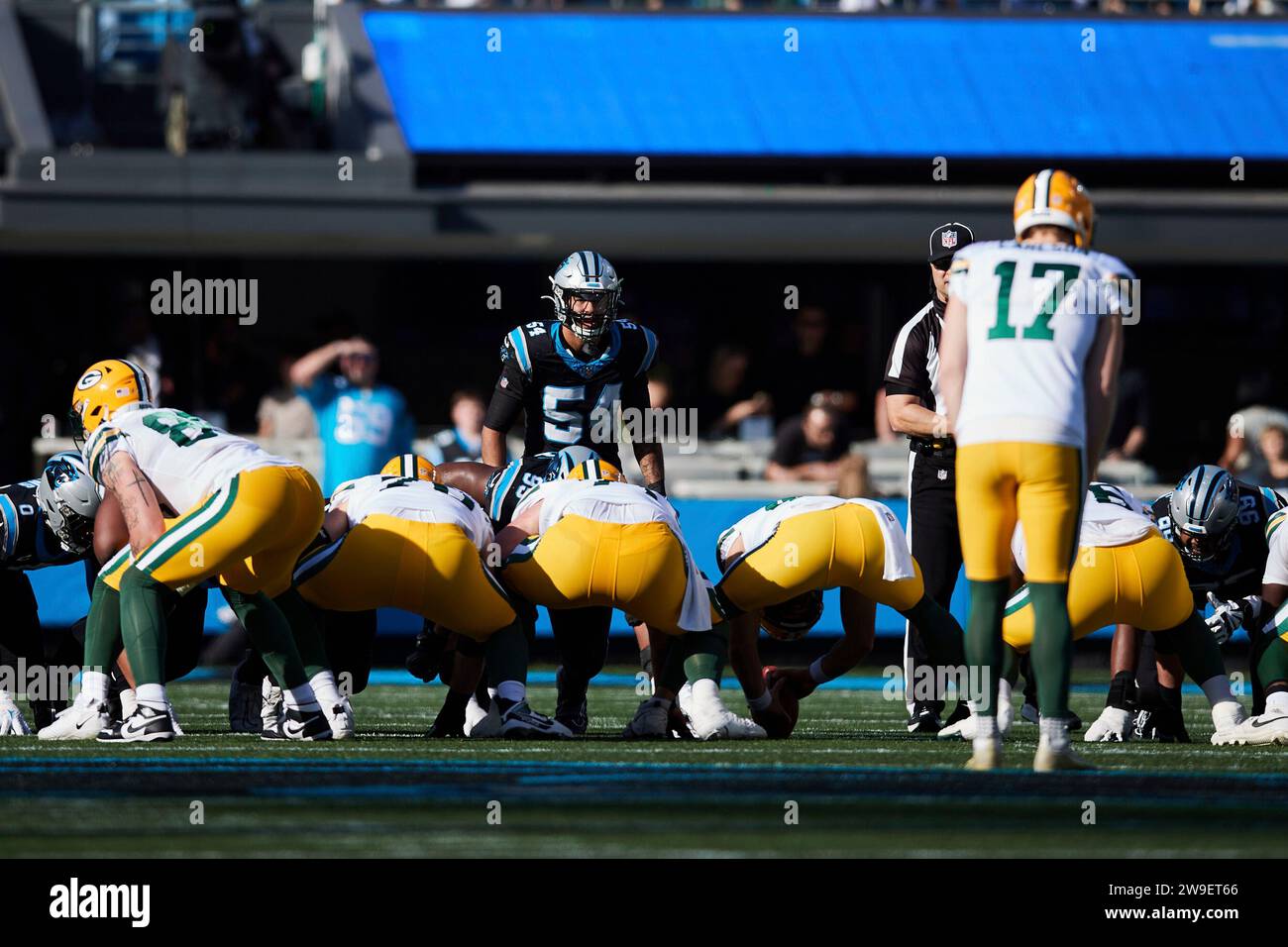Carolina Panthers linebacker Kamu Grugier-Hill (54) lines up on special ...