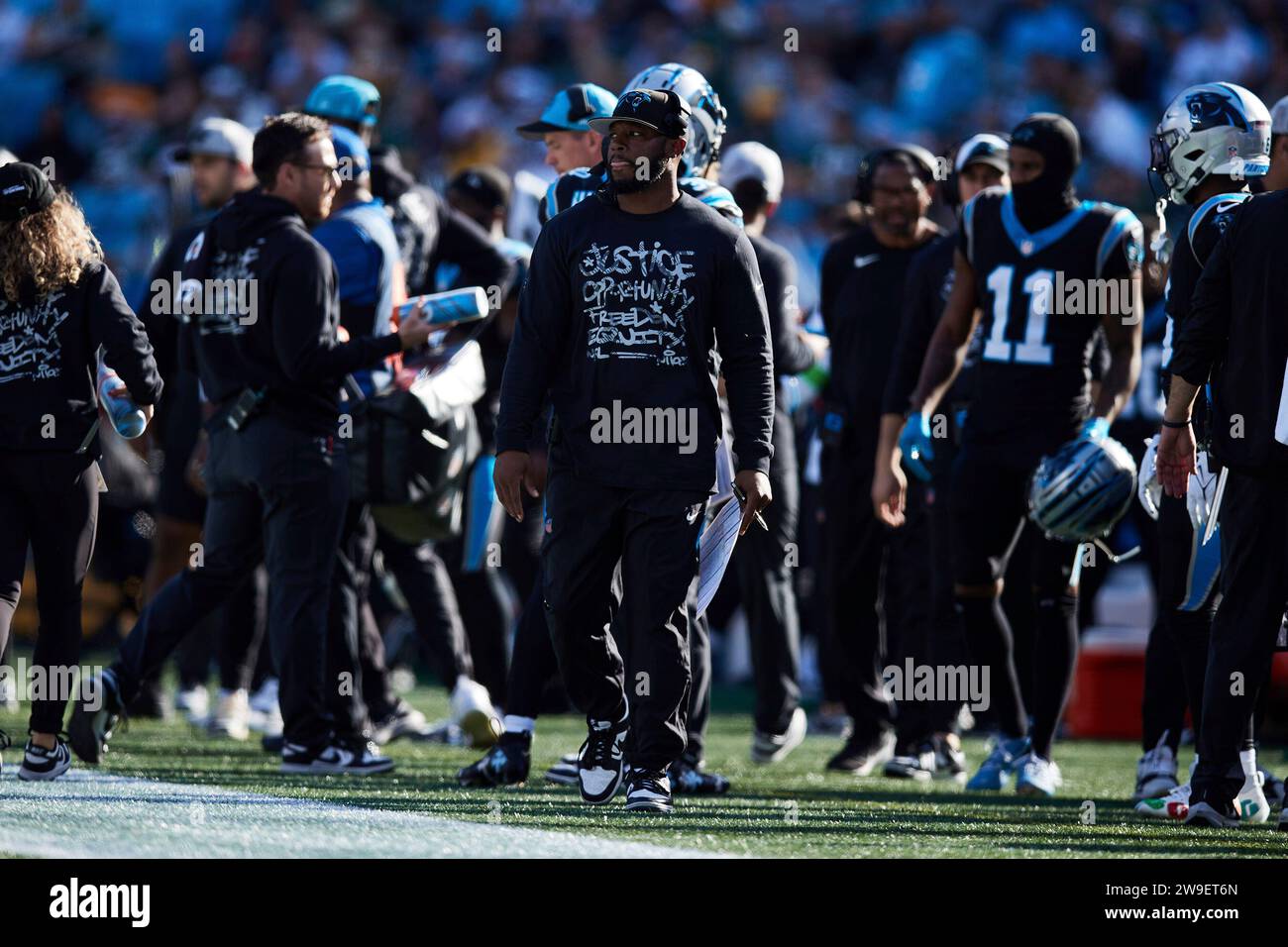 Carolina Panthers offensive coordinator Thomas Brown walks the sideline ...
