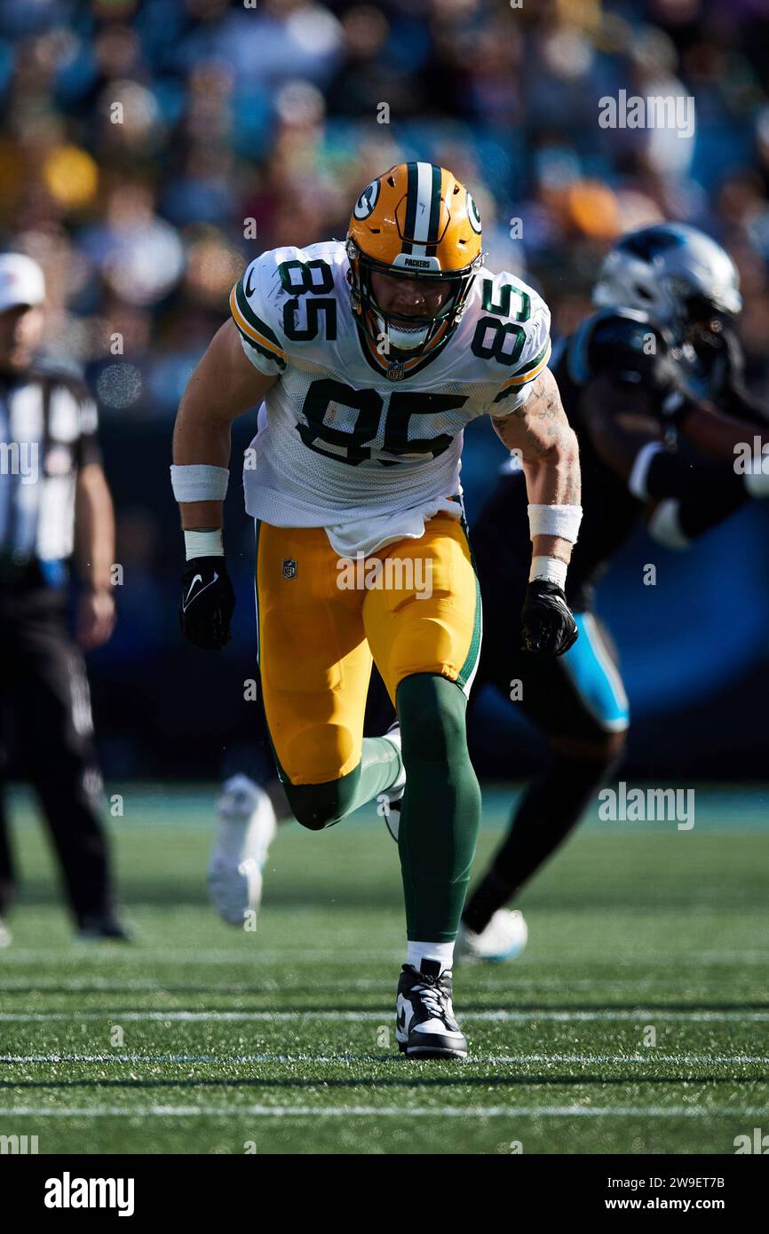 Green Bay Packers tight end Tucker Kraft (85) runs a route during an ...