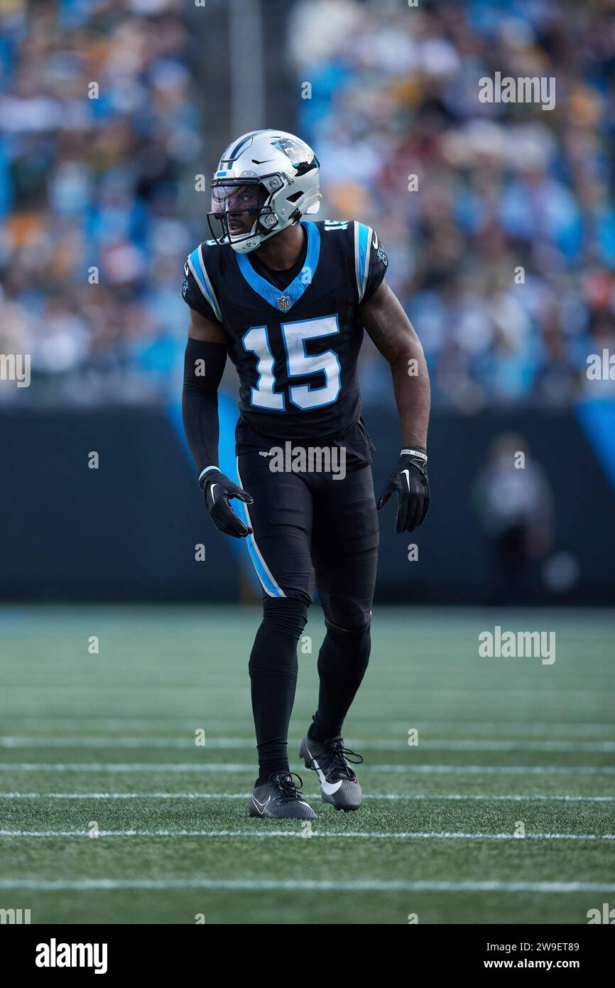 Carolina Panthers wide receiver Jonathan Mingo (15) lines up on offense ...