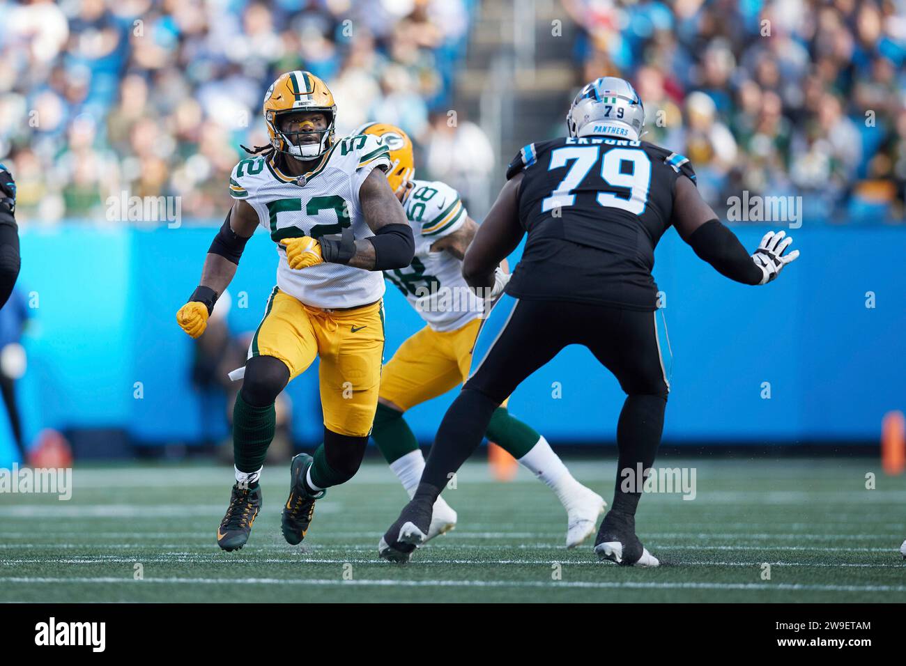 Green Bay Packers linebacker Rashan Gary (52) prepares to engage with ...