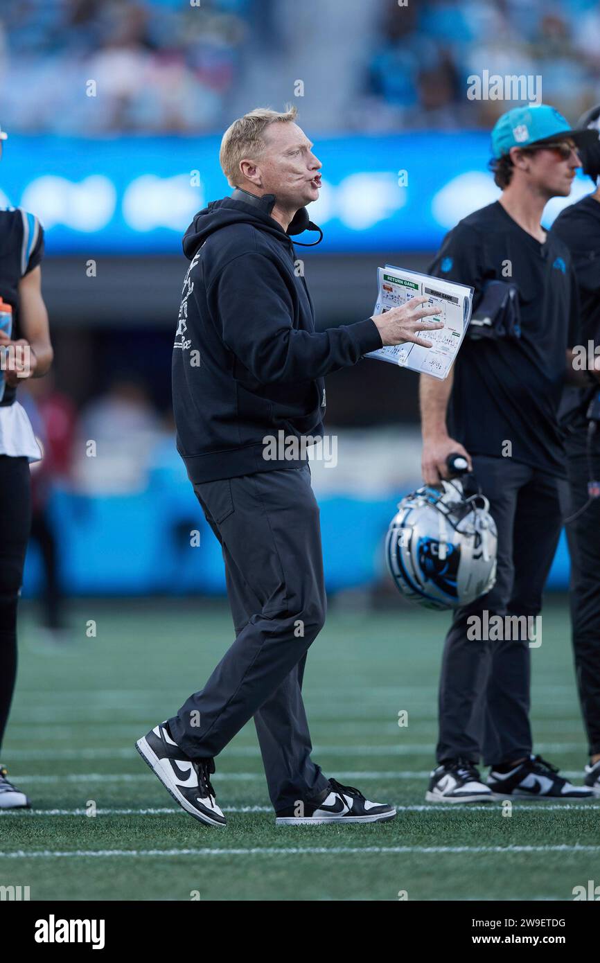 Carolina Panthers interim head coach Chris Tabor talks to his team ...