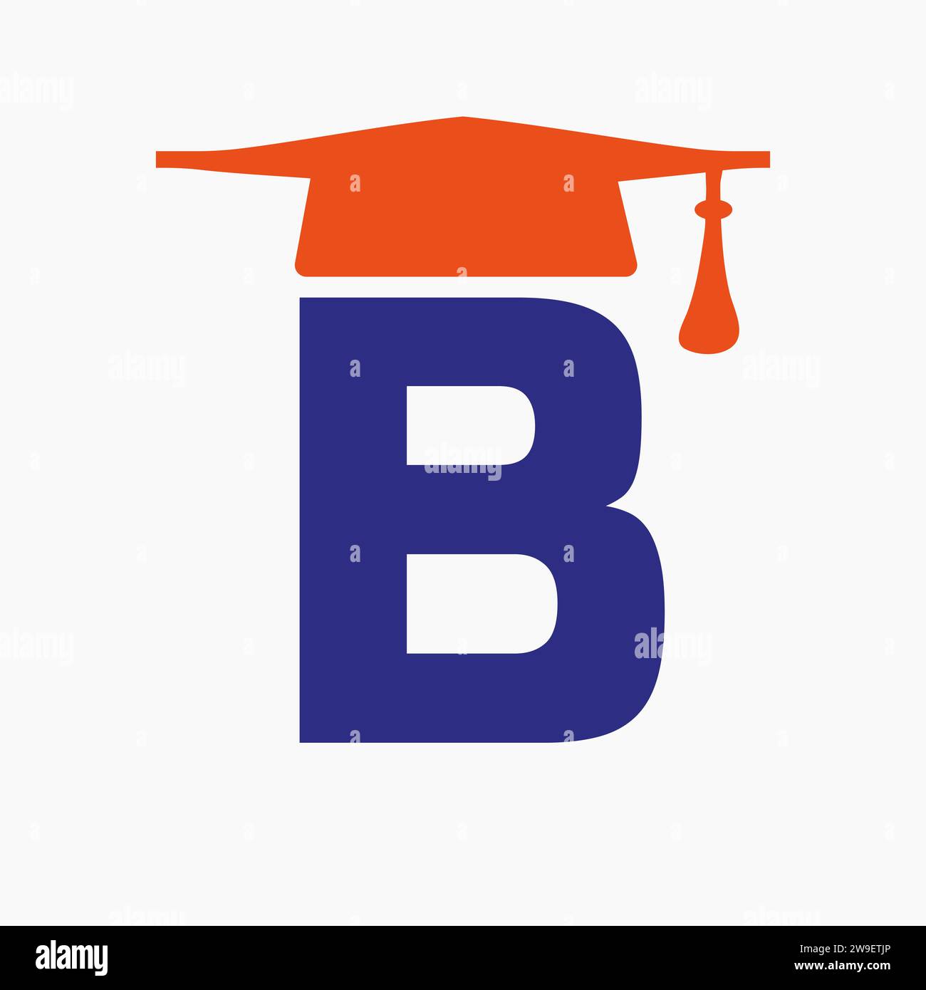 Education Logo On Letter B With Graduation Hat Icon. Study Symbol Stock ...
