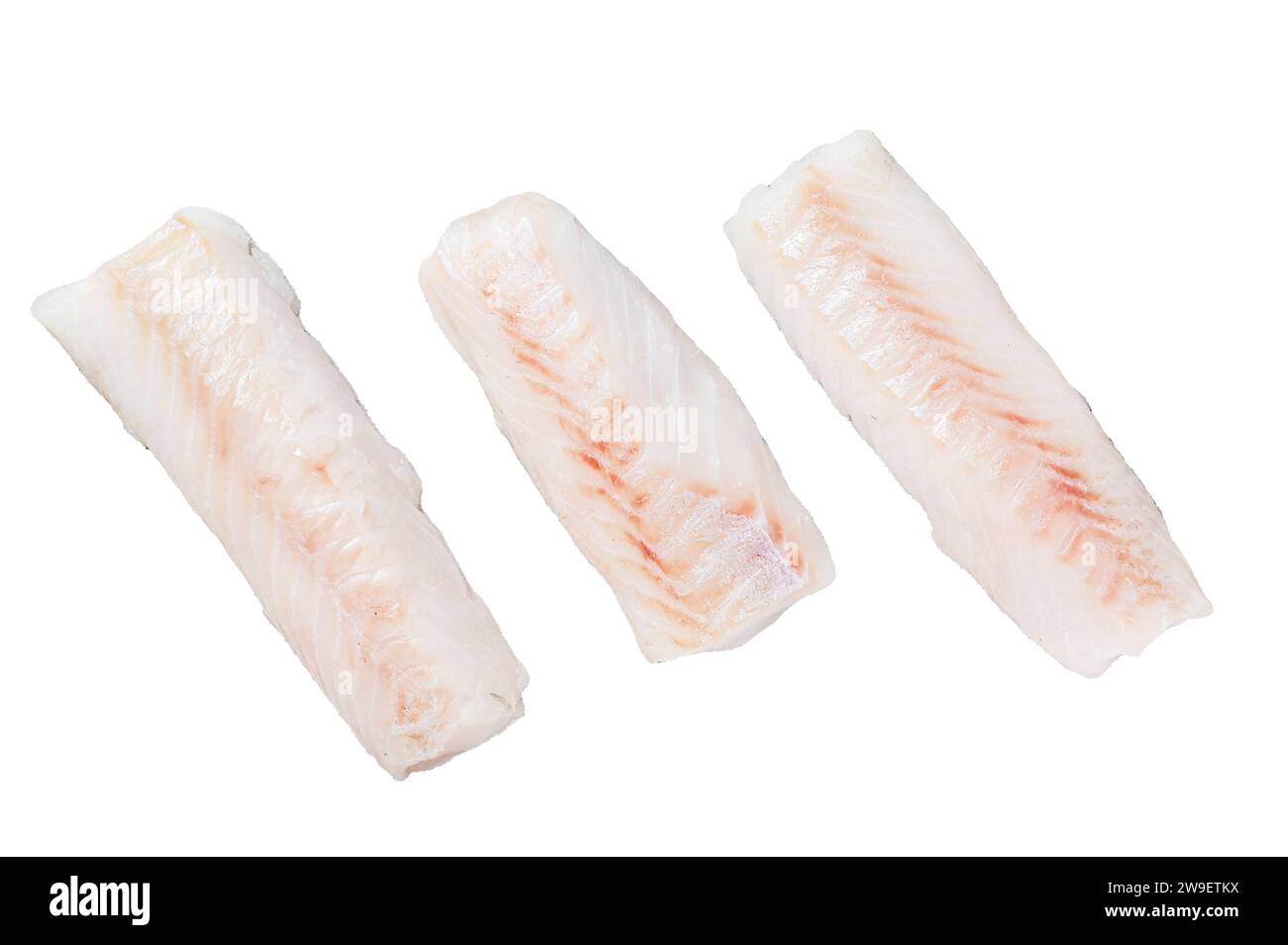 Raw Norwegian cod fish fillet Isolated on white background, top view ...